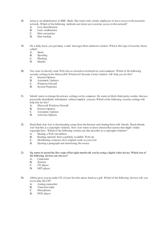 Soalan ictl bi | DOCX | Operating Systems | Computer Software and ...