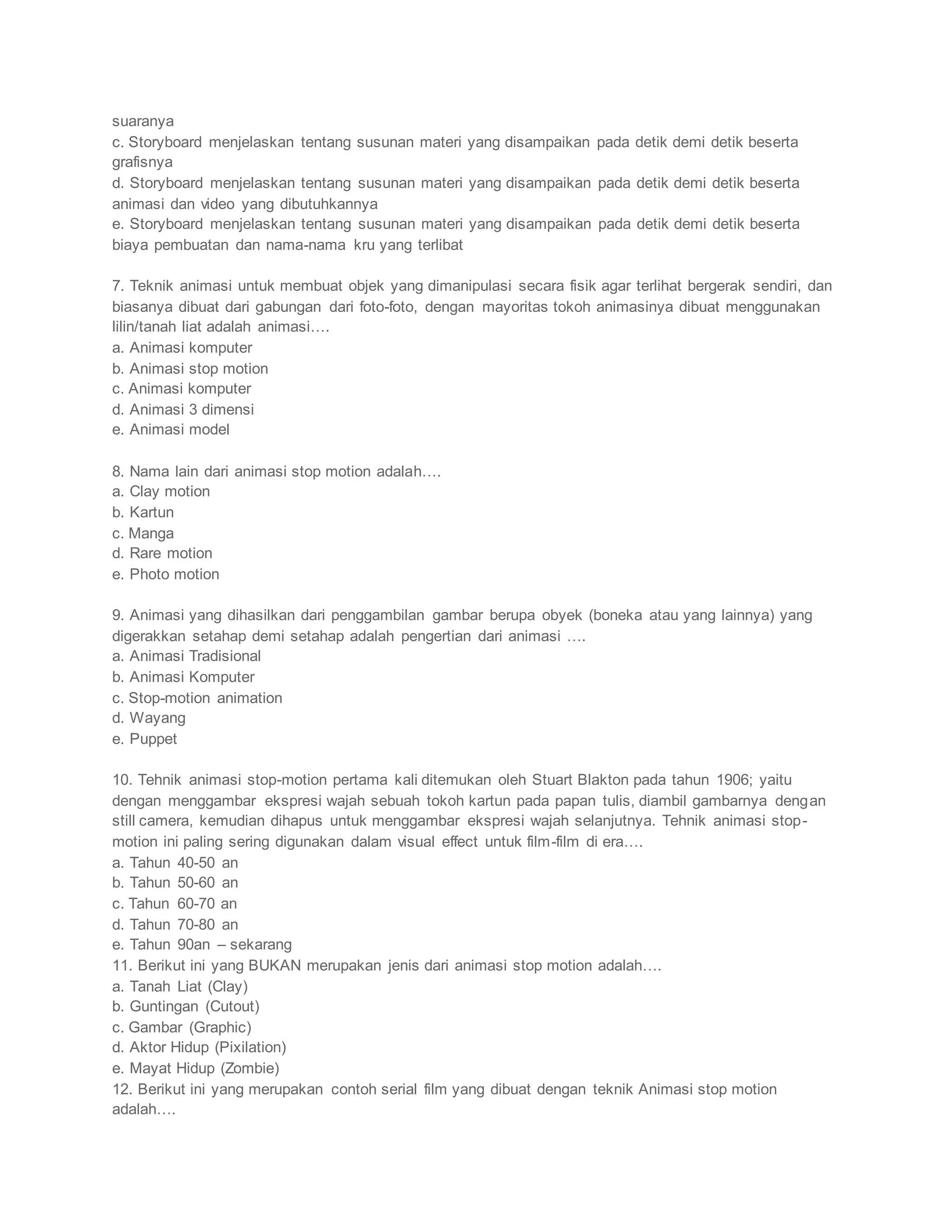 Soal animasi edit | DOCX