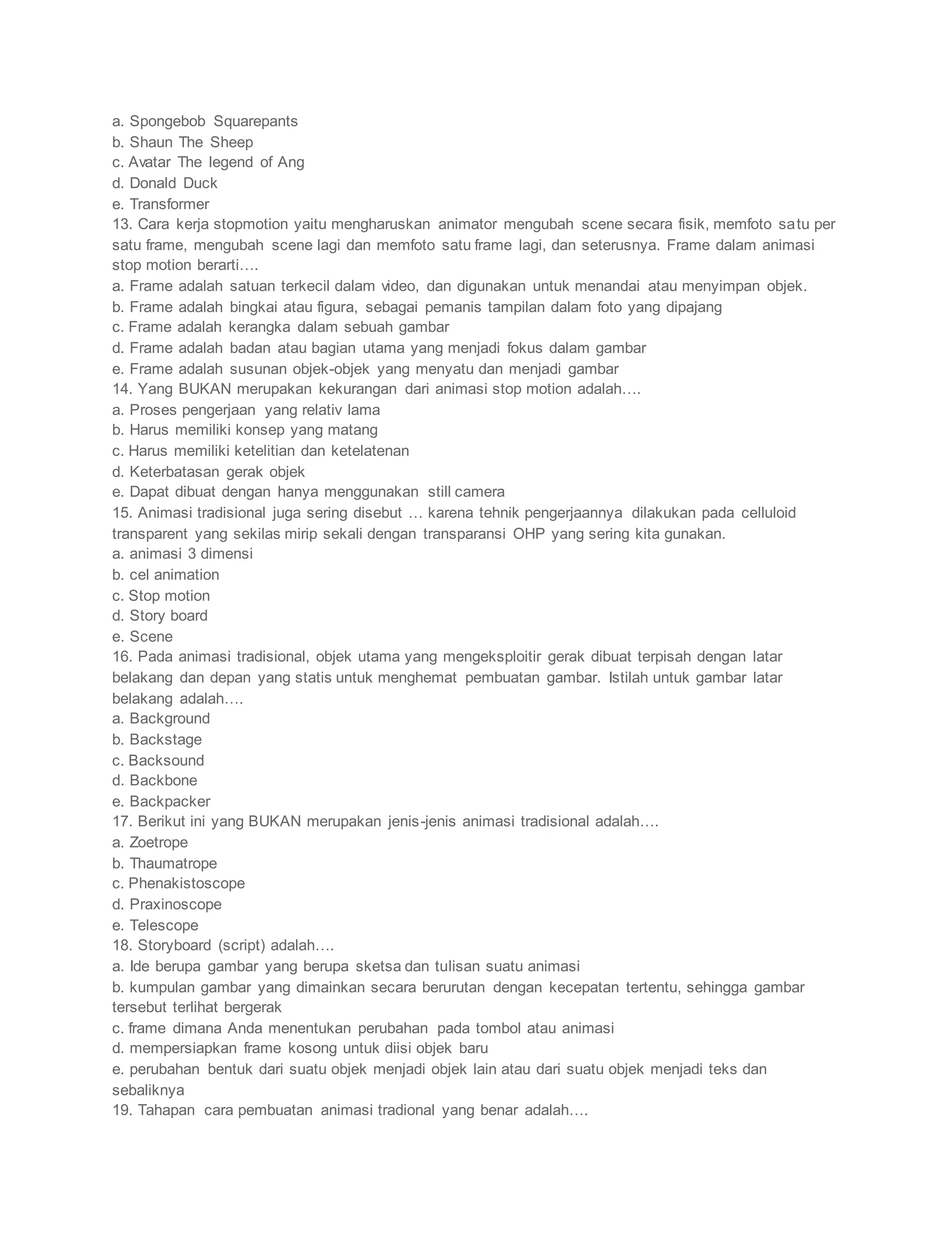 Soal animasi edit | DOCX
