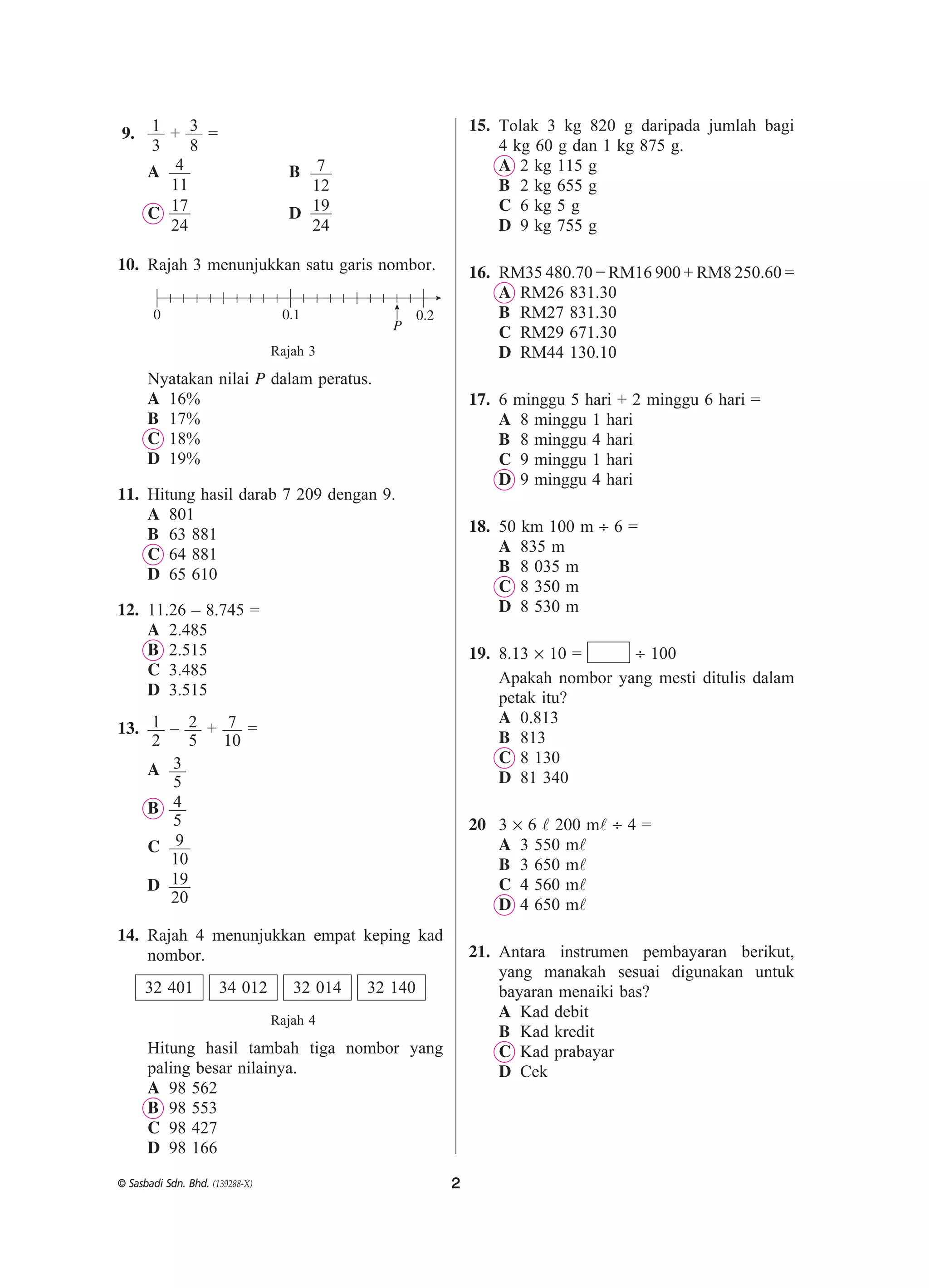 MATEMATIK TAHUN 4 - SOALAN + JAWAPAN | PDF