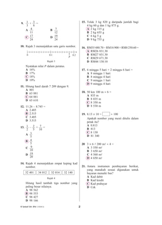 MATEMATIK TAHUN 4 - SOALAN + JAWAPAN | PDF