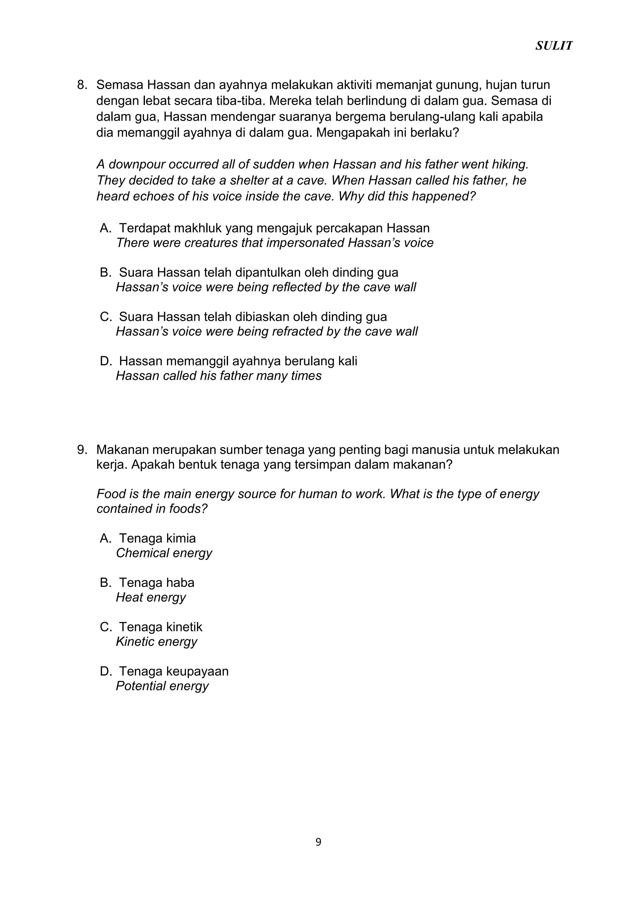 Soalan KBAT Sains Tahun 4 (Sains Hayat & Sains Fizikal) | PDF