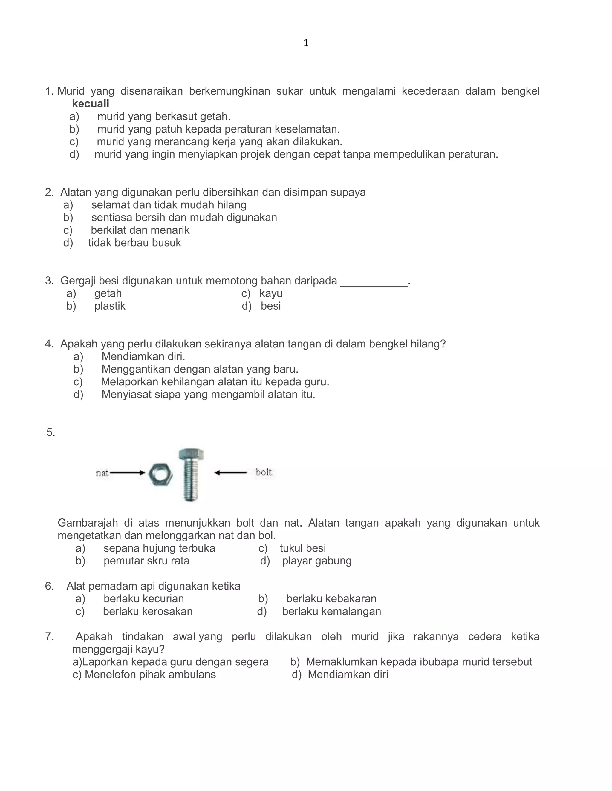 Soalan kemahiran hidup tahun 4 | DOCX