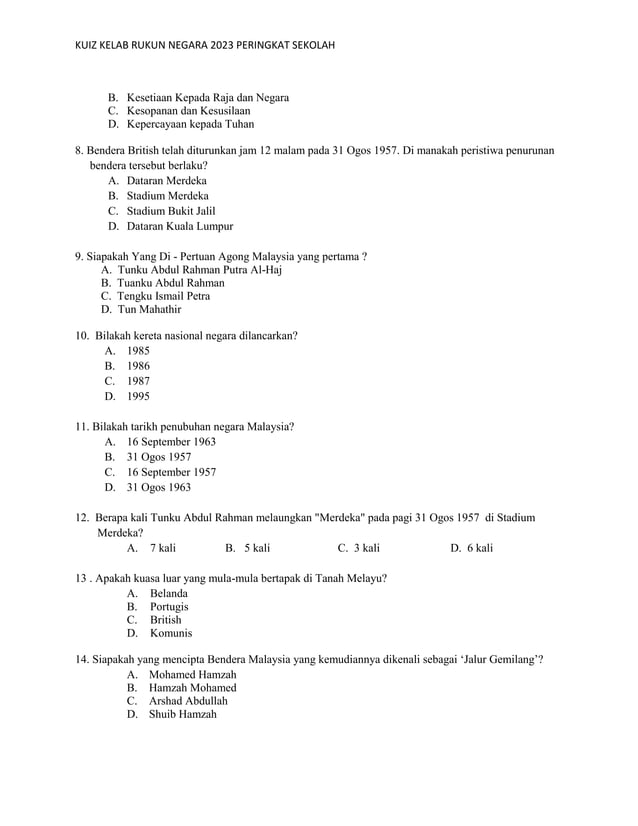 SOALAN KUIZ KEMERDEKAAN 2013.doc