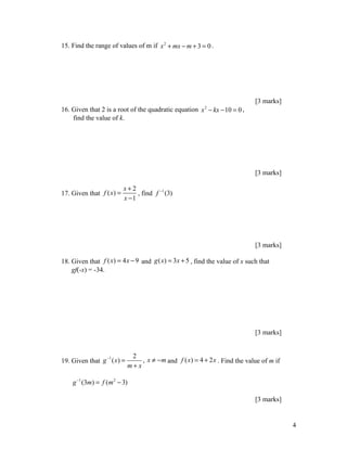 Soalan kuiz matematik tambahan ting empat 2006 | DOC