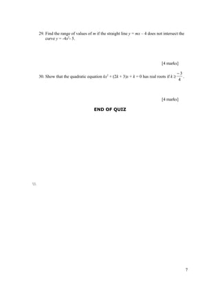 Soalan kuiz matematik tambahan ting empat 2006 | DOC