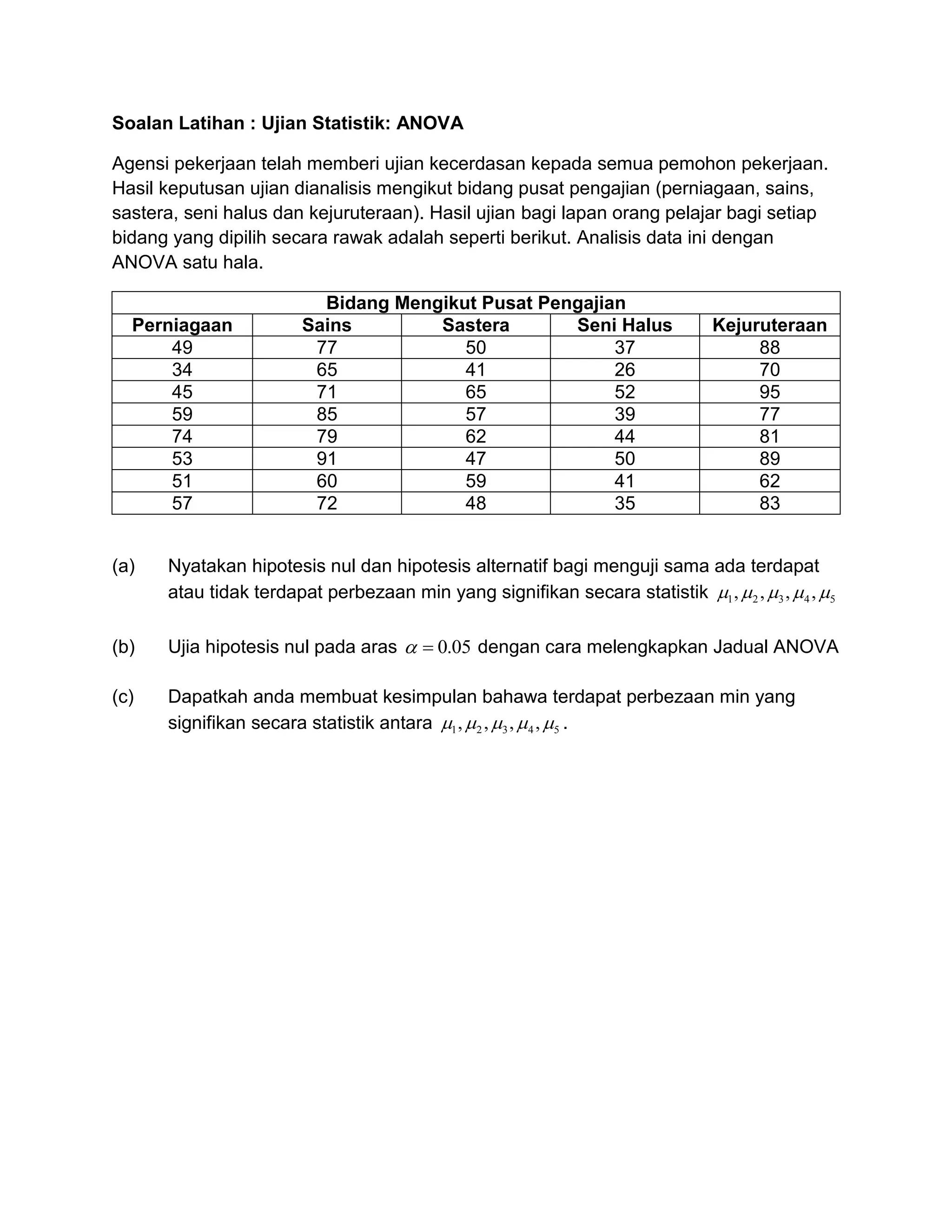 Soalan latihan anova | DOCX