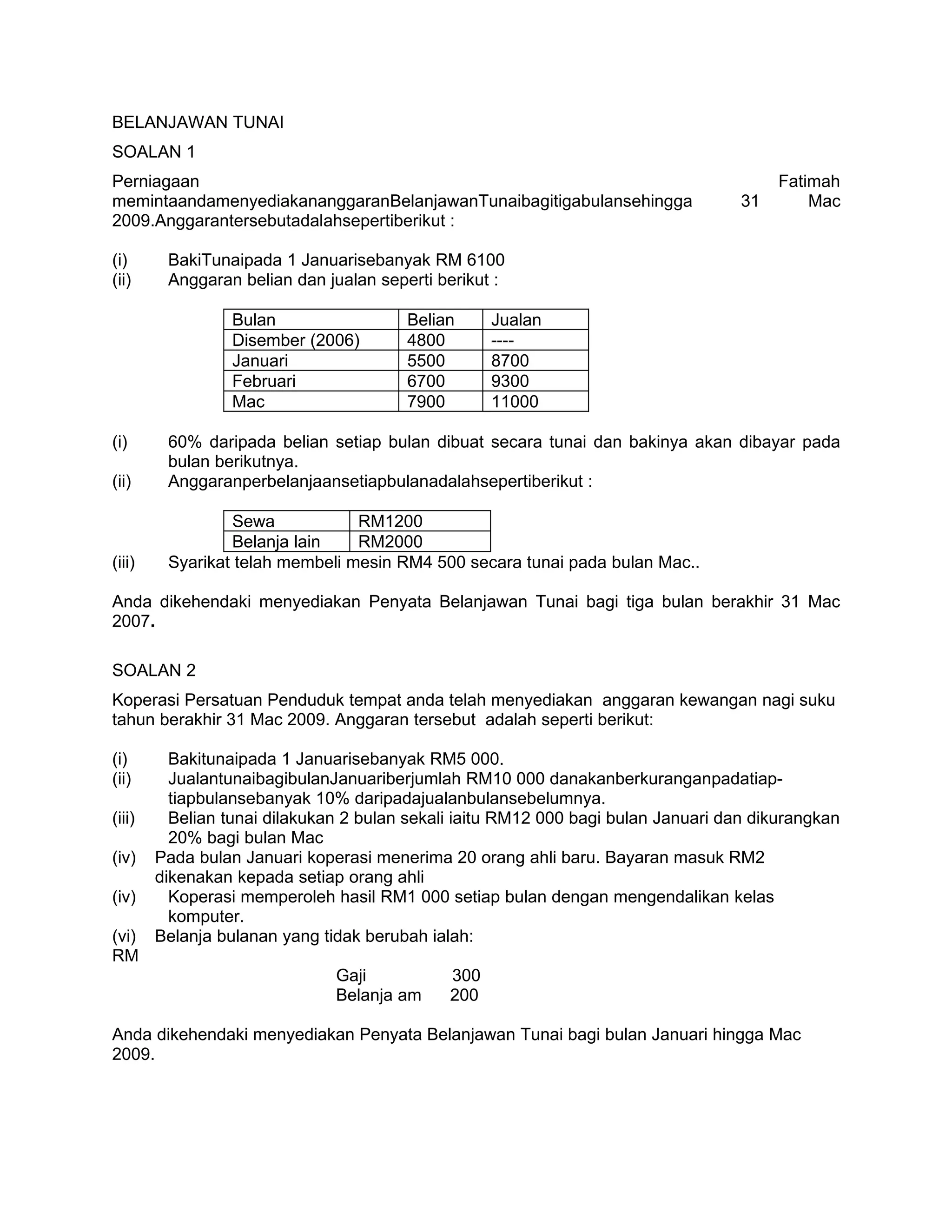 Soalan latihan bwt | PDF