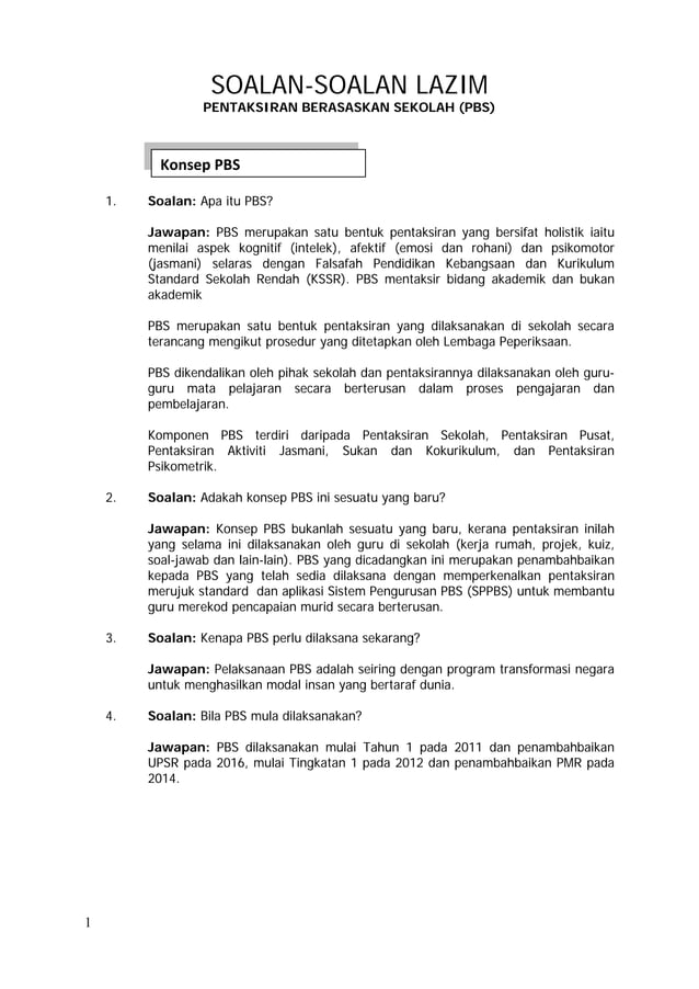 Soalan lazim tentang_pbs | PDF
