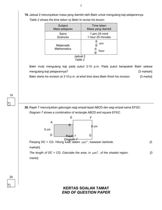 Soalan matematik t5-kertas 2 | PDF
