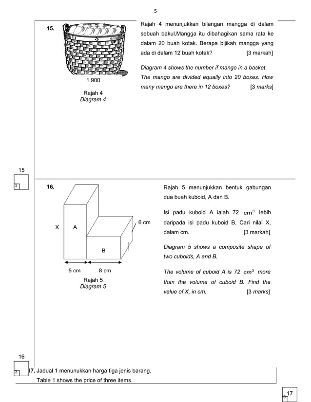 Soalan matematik t5-kertas 2 Tahun 5 | PDF