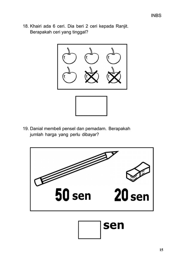 soalan matematik tahun 1, murid pemulihan | PDF