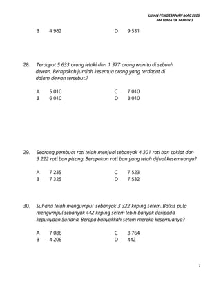 Soalan matematik tahun 3 | DOCX