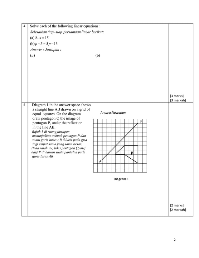 Soalan matematik tingkatan 3 kertas 2 | DOCX