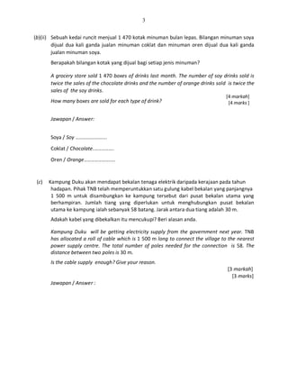 Soalan matematik PT3 | PDF