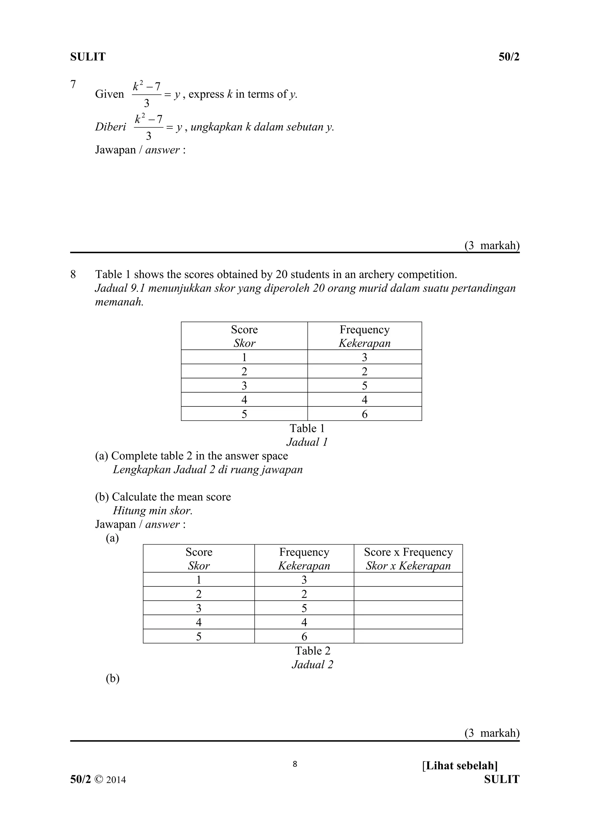 Soalan math f3 | PDF