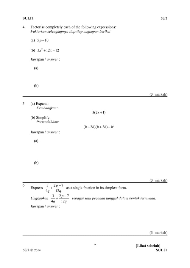 Soalan math f3 | PDF