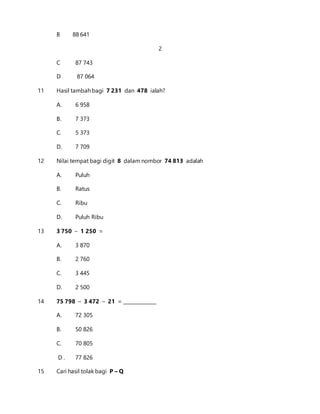 Soalan math tahun 4 2016 yg betul | DOCX