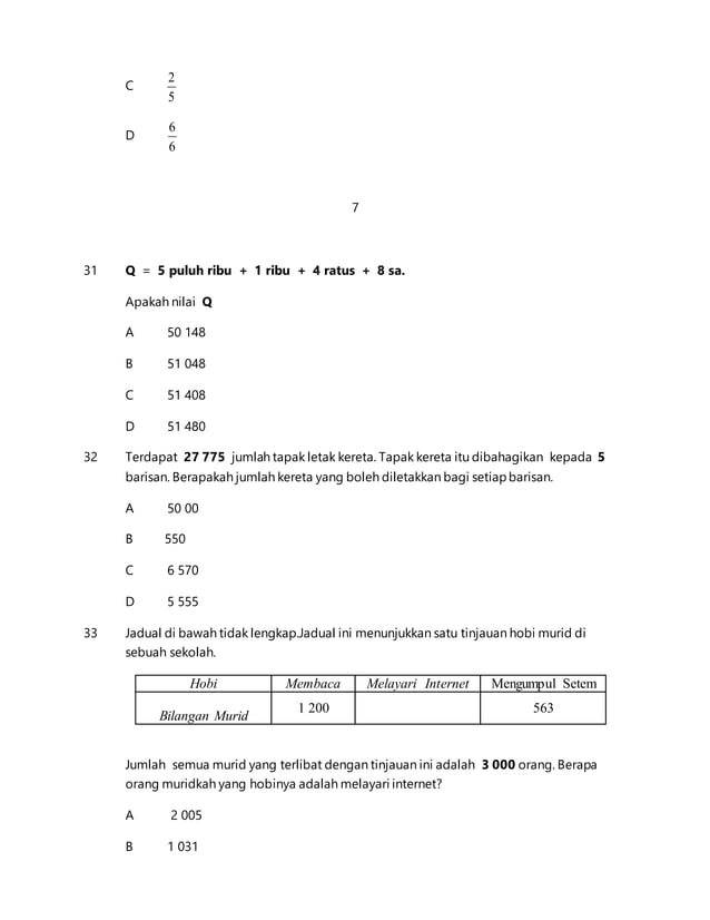 Soalan math tahun 4 2016 yg betul | PDF