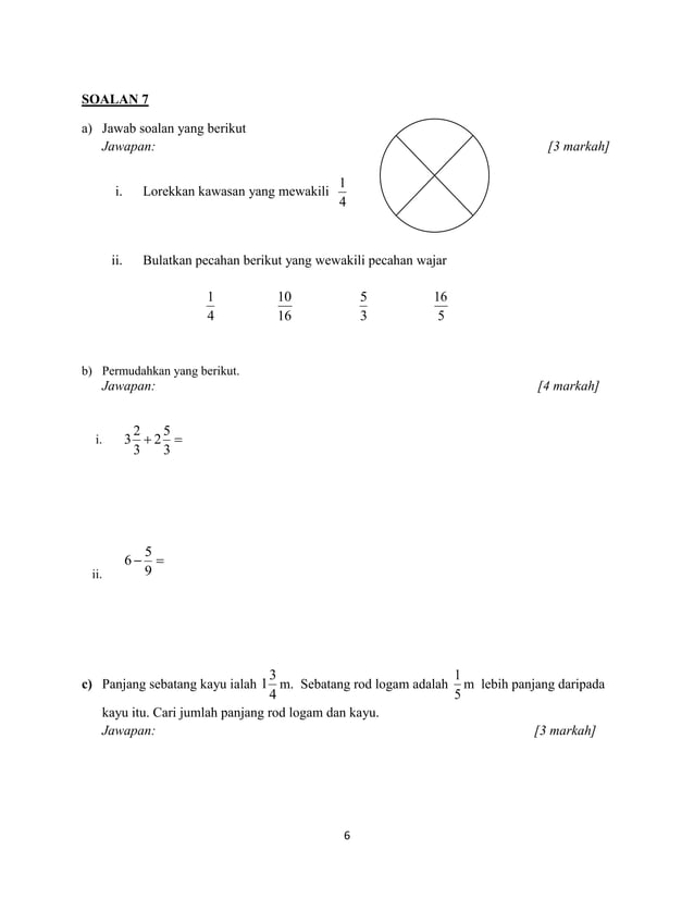 Soalan peperiksaan pertengahan tahun matematik tingkatan 1 | PDF