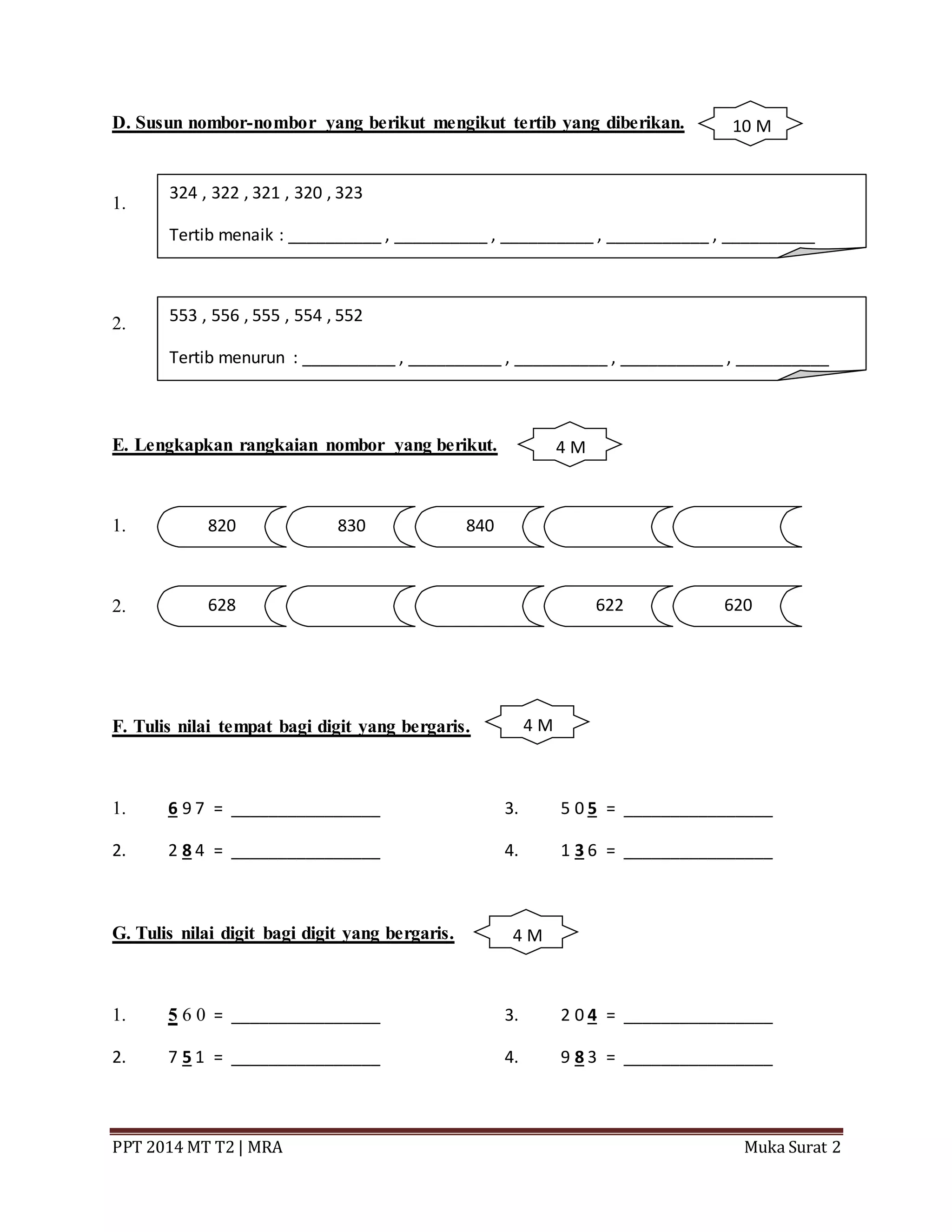 Soalan matematik tahun 2 kssr | DOCX