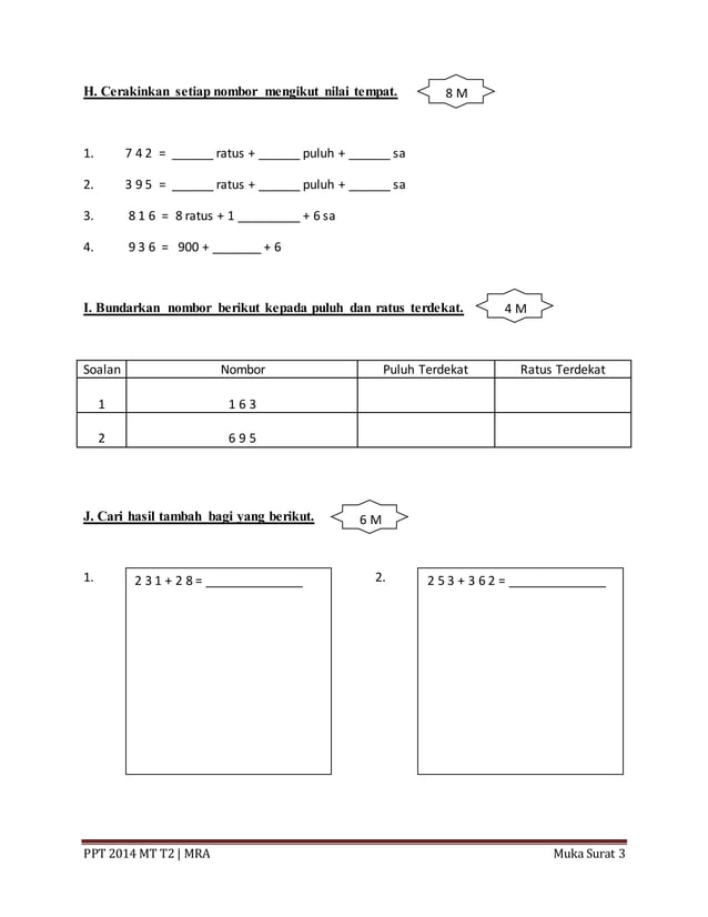 Soalan matematik tahun 2 kssr | PDF