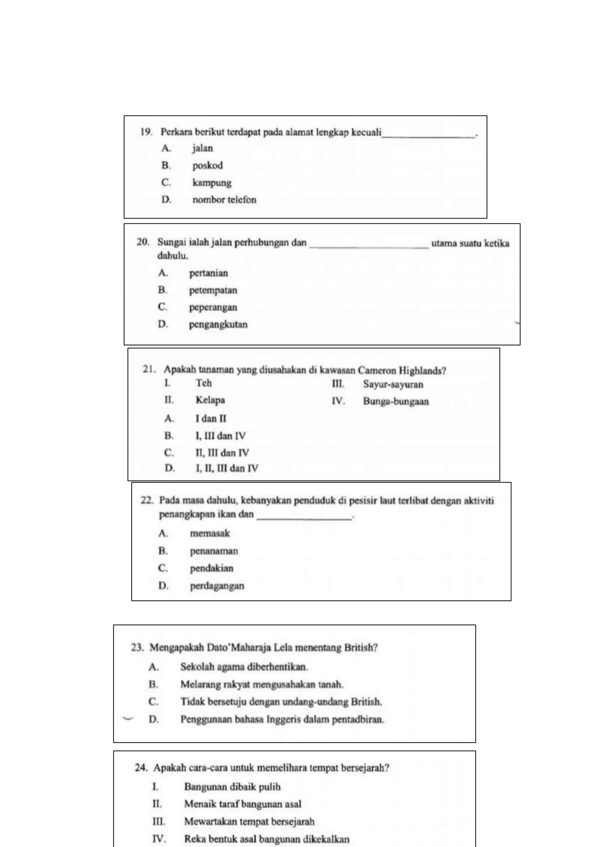 Soalan objektif aneka pilihan sejarah | PDF