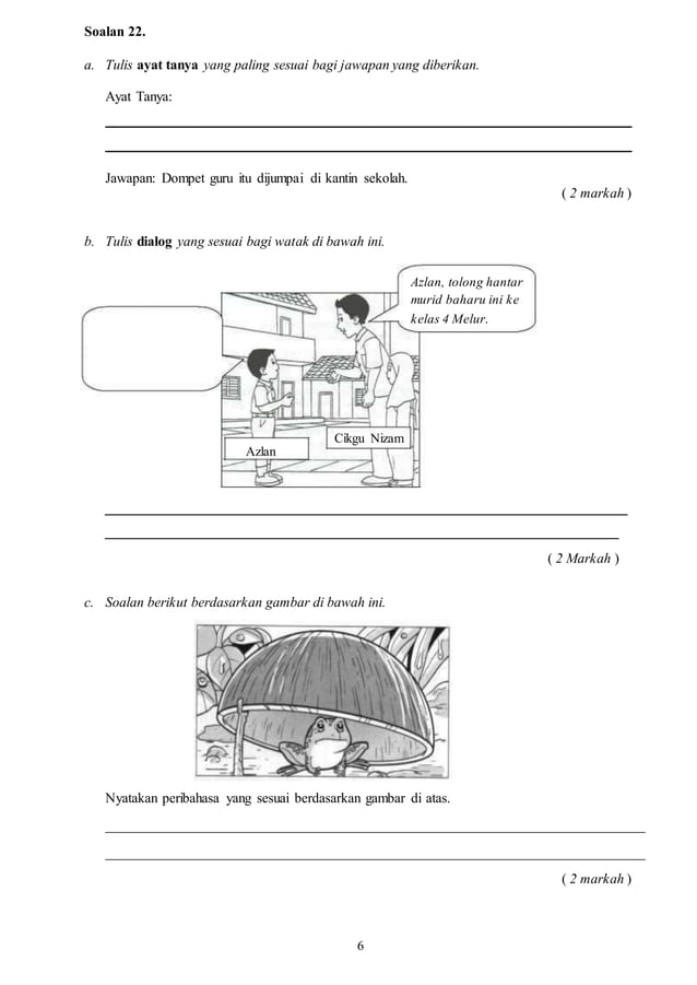 Soalan bahasa melayu pemahaman tahun 4 2019 | DOCX
