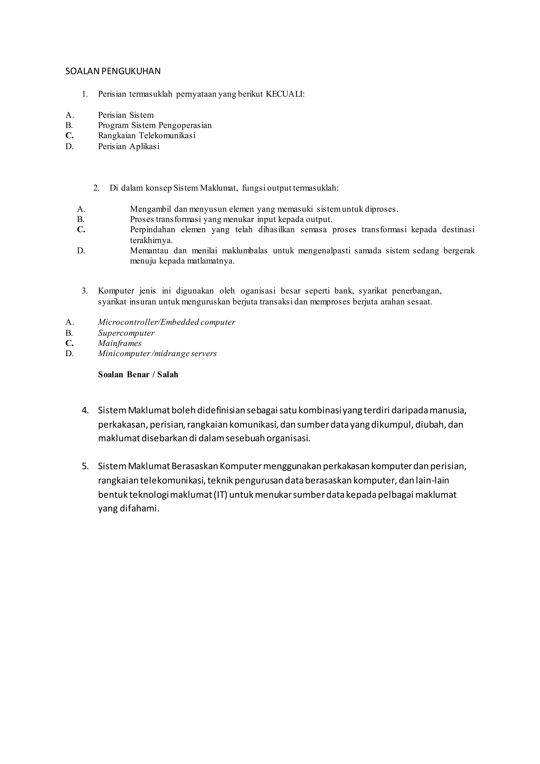 Soalan pengukuhan | DOCX