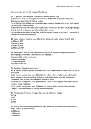 Soalan peperiksaan radio amatur | PDF