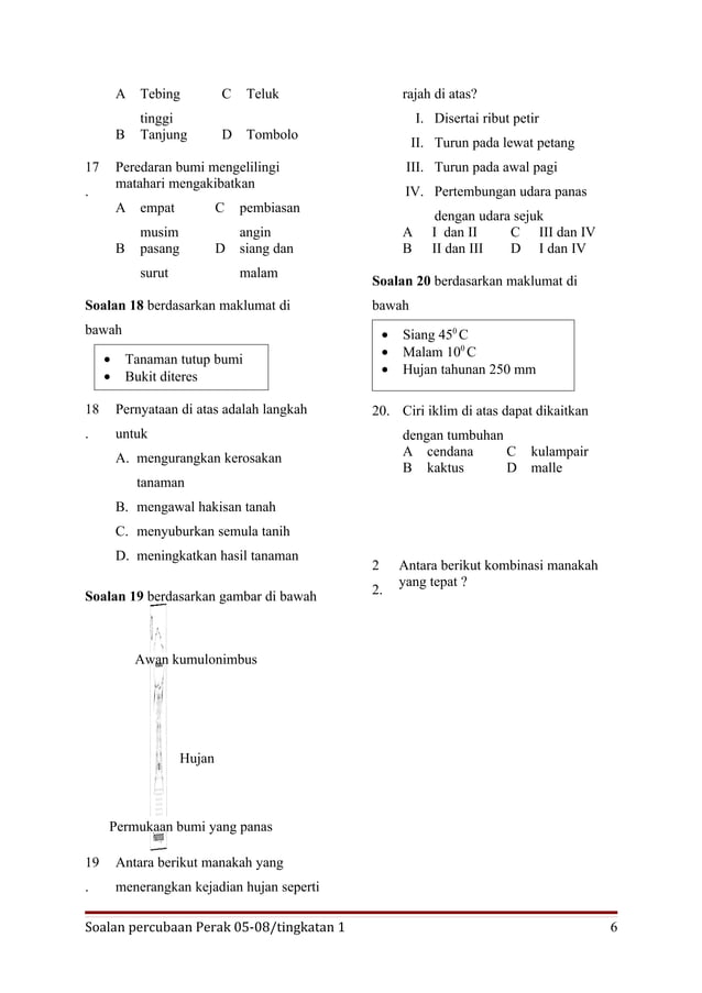 Soalan percubaan perak tingkatan1 2005-2008 | PDF