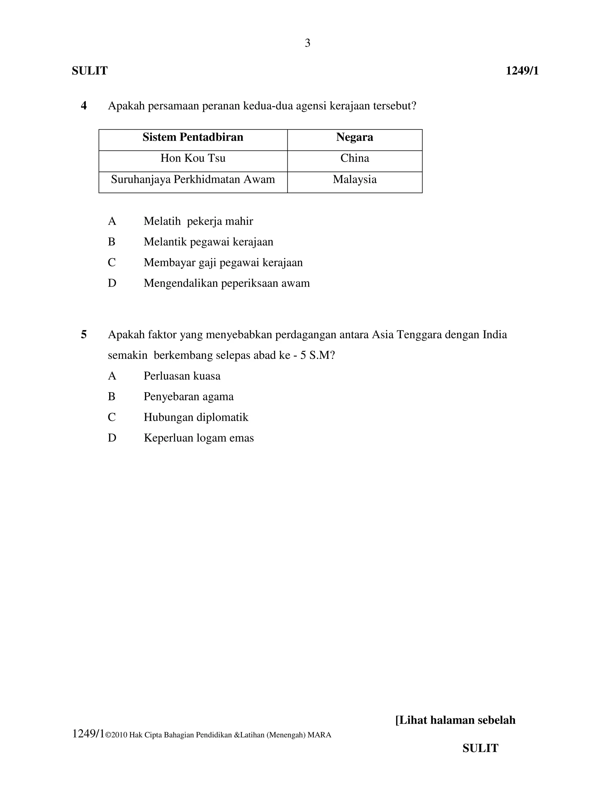 Soalan percubaan sejarah spm k1 mara | PDF