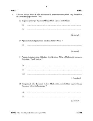 Soalan percubaan sejarah spm k2 mara | PDF