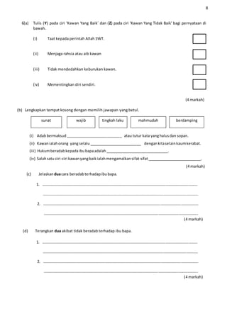 Soalan pendidikan islam tingkatan 1 | DOCX