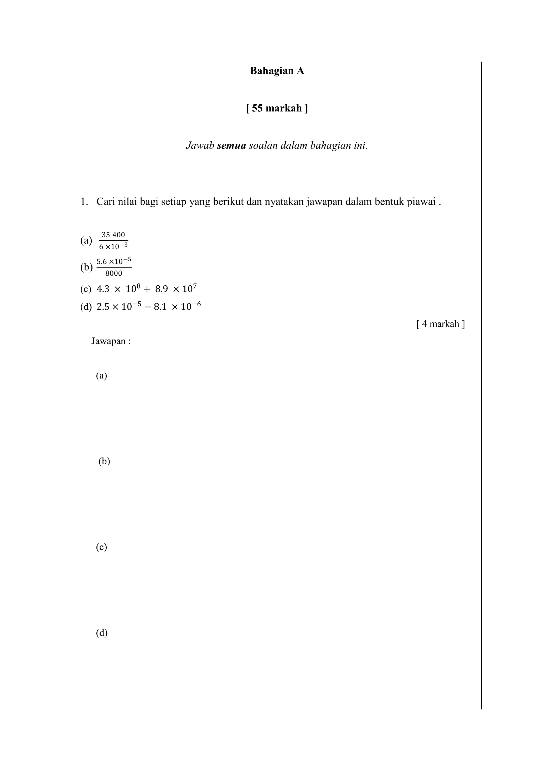 Soalan Pertengahan Tahun Matematik Tingkatan 4 | PDF