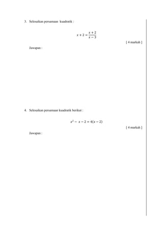 Soalan Pertengahan Tahun Matematik Tingkatan 4 | PDF