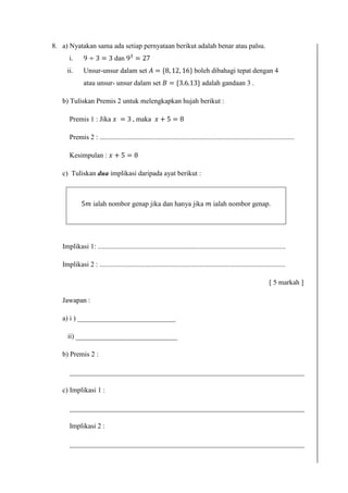 Soalan Pertengahan Tahun Matematik Tingkatan 4 | PDF