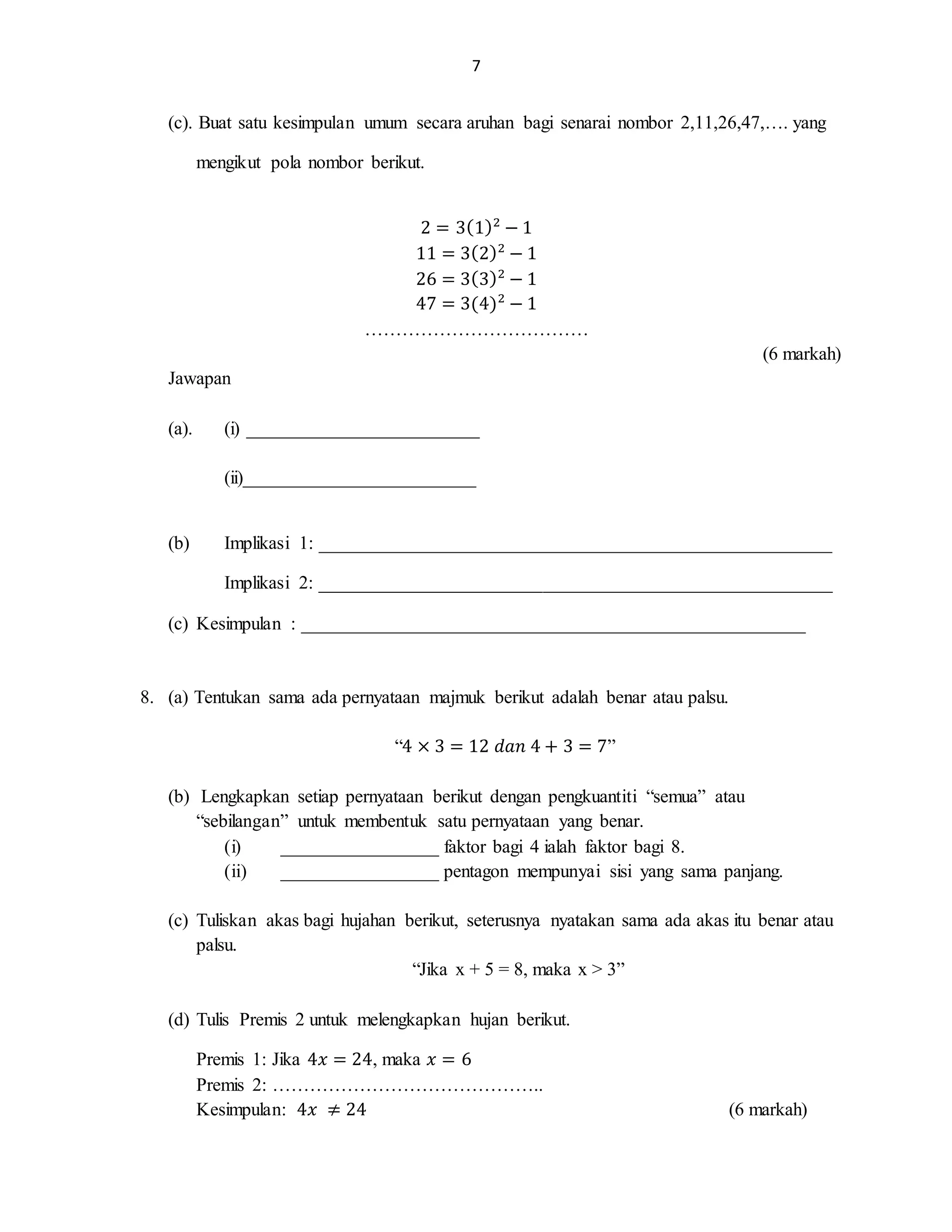 Soalan matematik tingkatan 4 ppt 2019 | DOCX