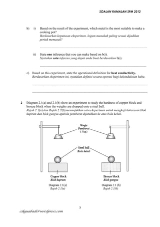 Soalan ramalan spm 20121511 | DOCX | Physics | Science