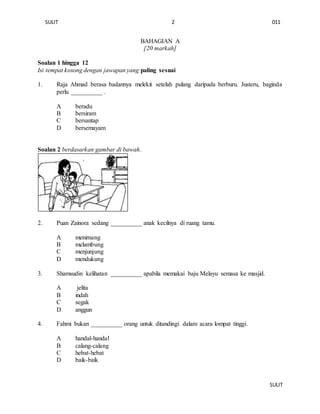 Soalan ramalan upsr 2016 johor bm k1 + skema jawapan | PDF