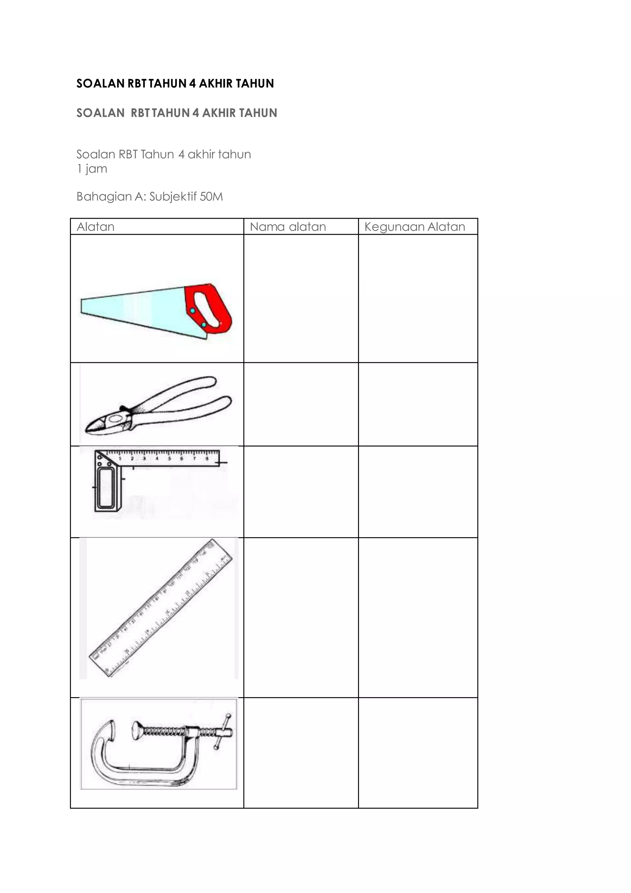 Soalan rbt tahun 4 akhir tahun | PDF