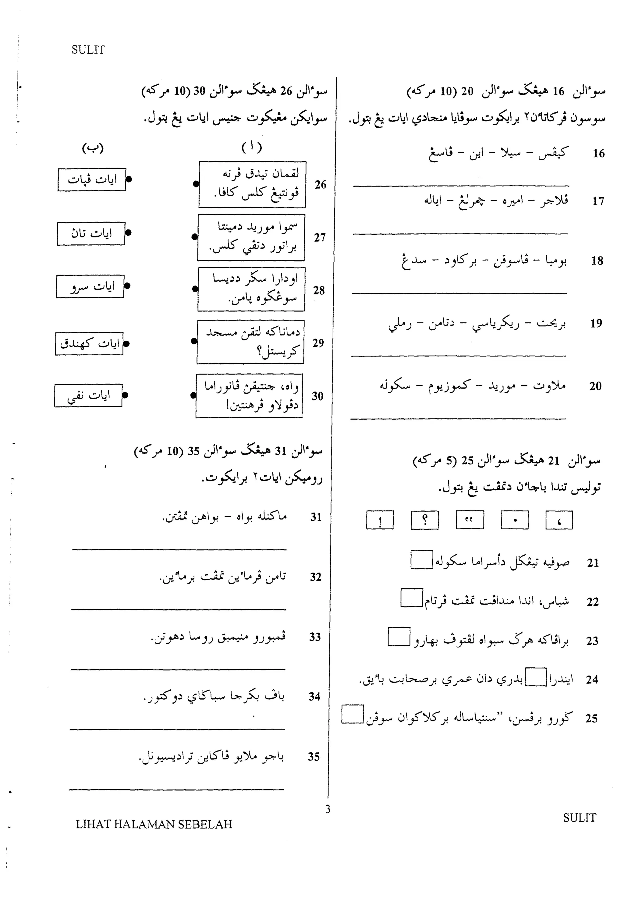 Soalan sebenar upkk jawi khat 2016 | PDF