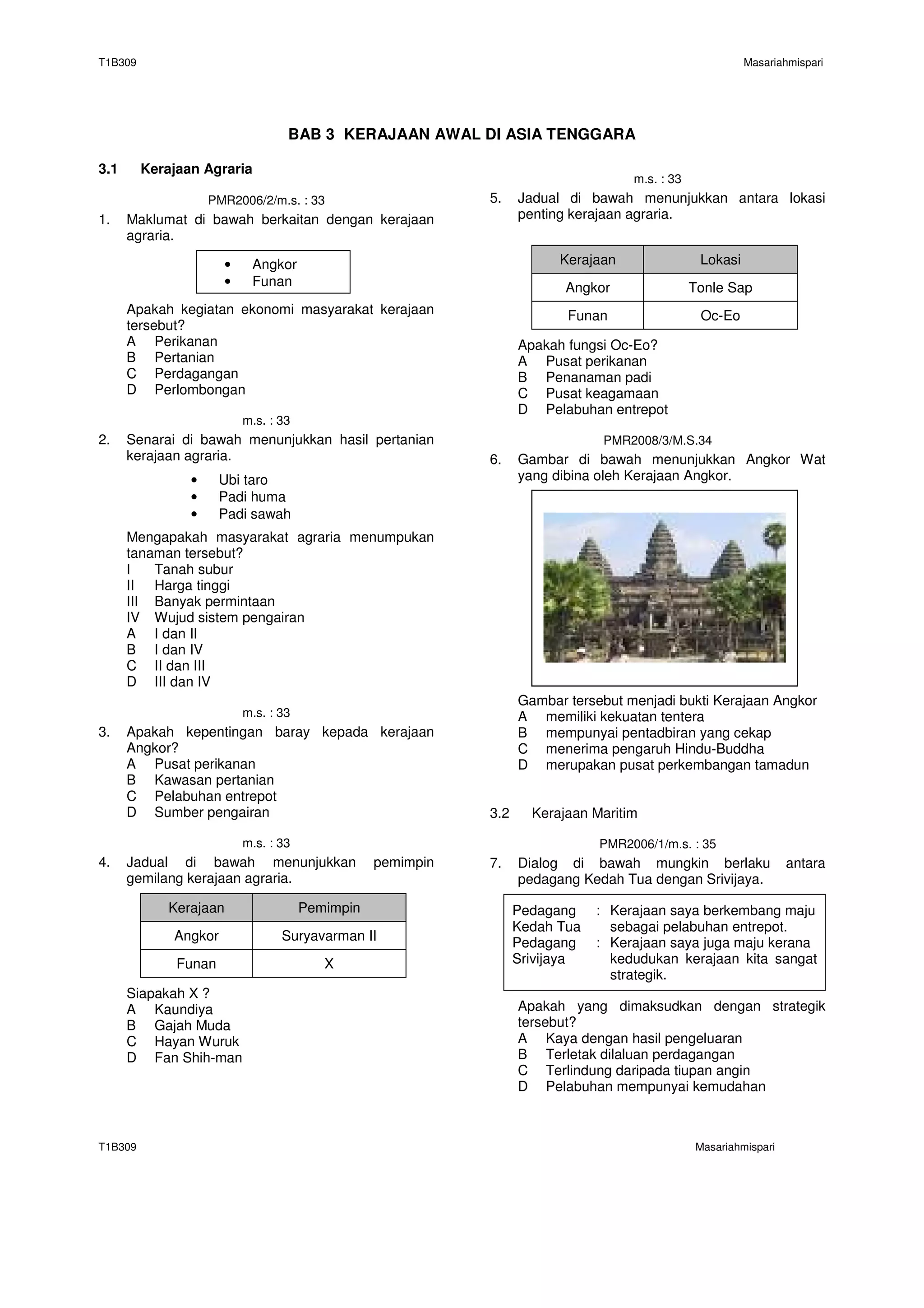 Soalan sejarah bab 3 ting 1 | PDF