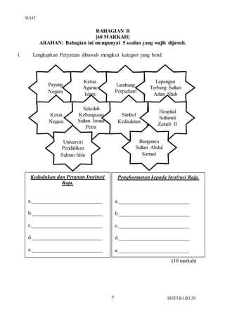 Soalan sejarah tahun 5 tm lk1 2020 (2) | DOCX