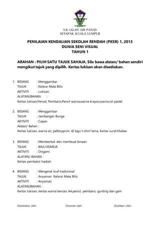 Soalan seni tahun 1 | PDF