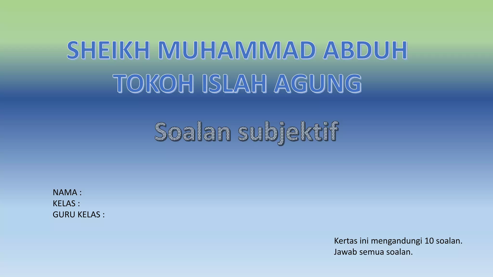 Soalan sheikh muhammad_abduh | PPT