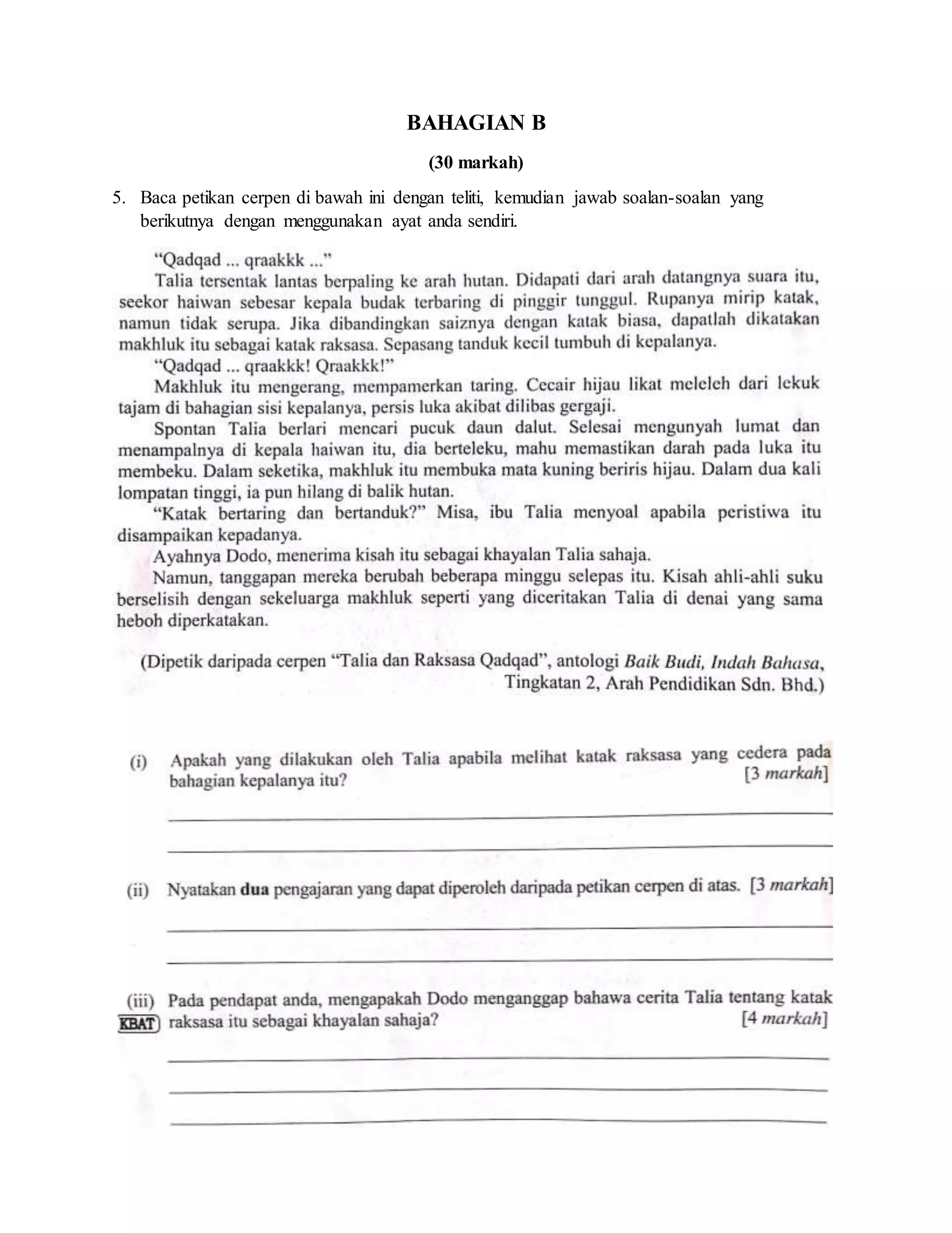 Soalan bm ting 2 | PDF