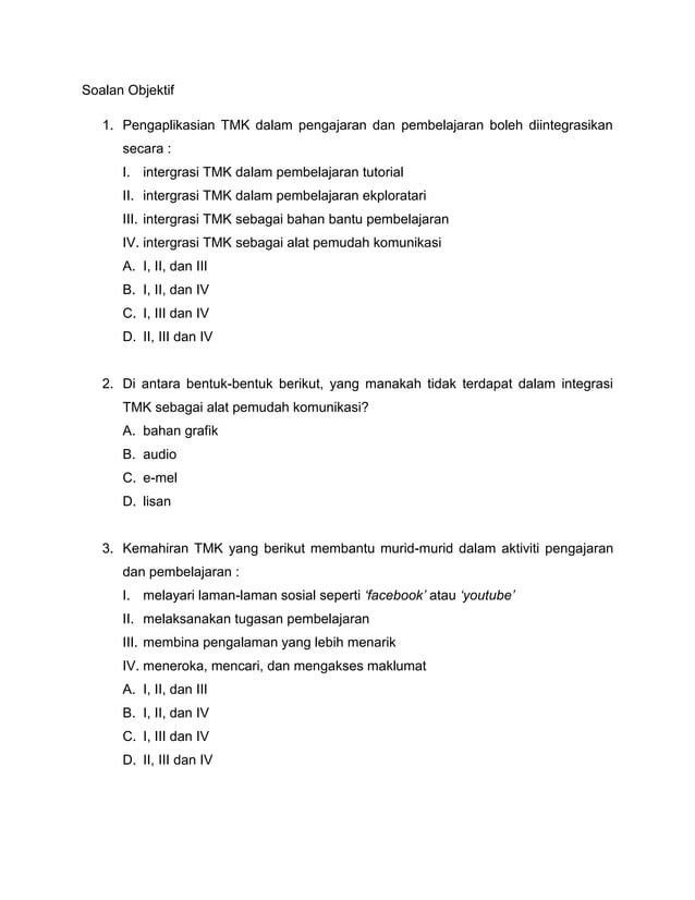 Soalan tmk dan kecerdasan pelbagai | PDF