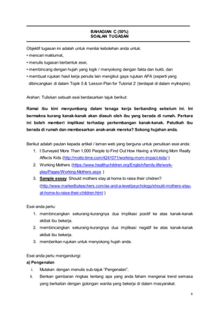 Soalan tugasan esei oumh1106(1) | DOC | Homework and Study | Education