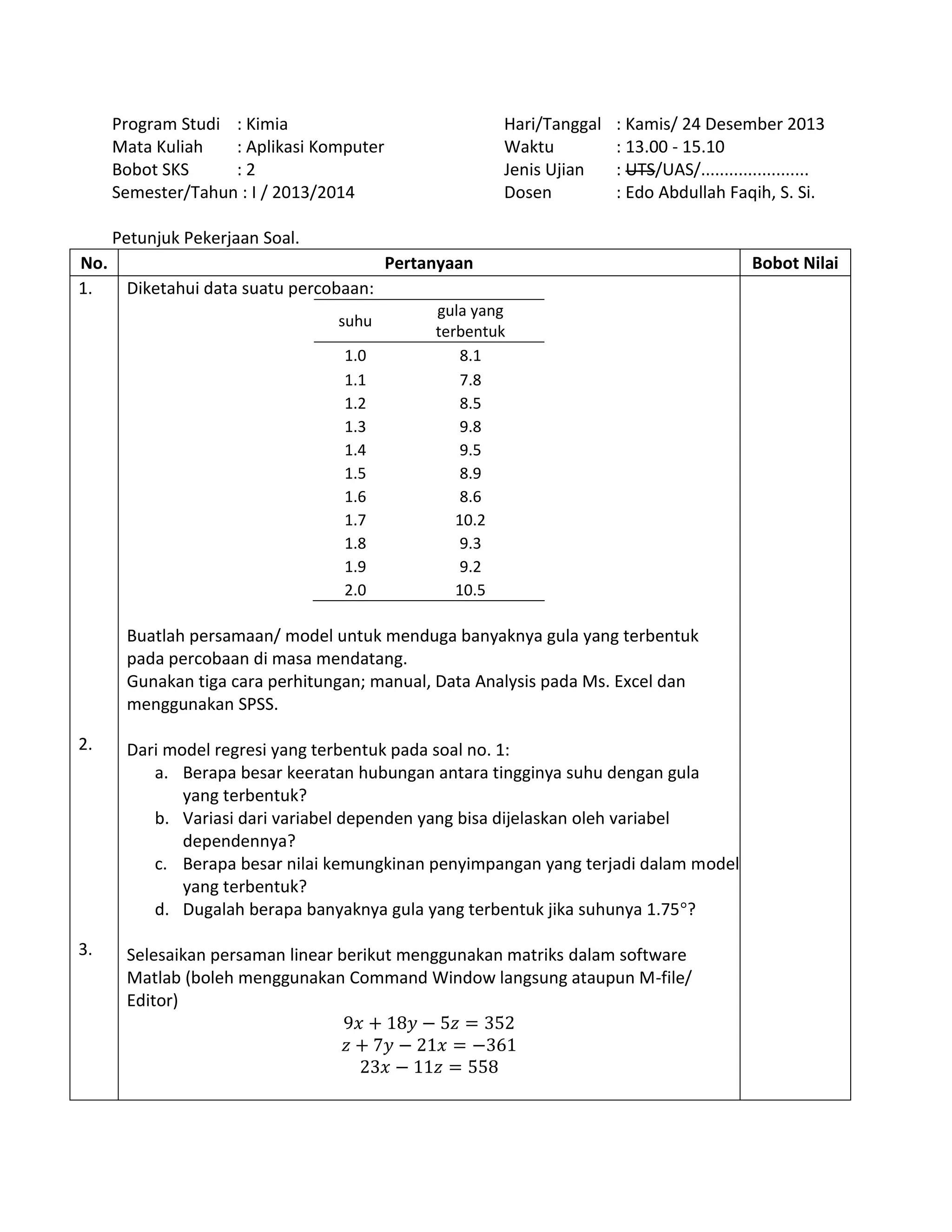 Soal Aplikasi Komputer A | PDF